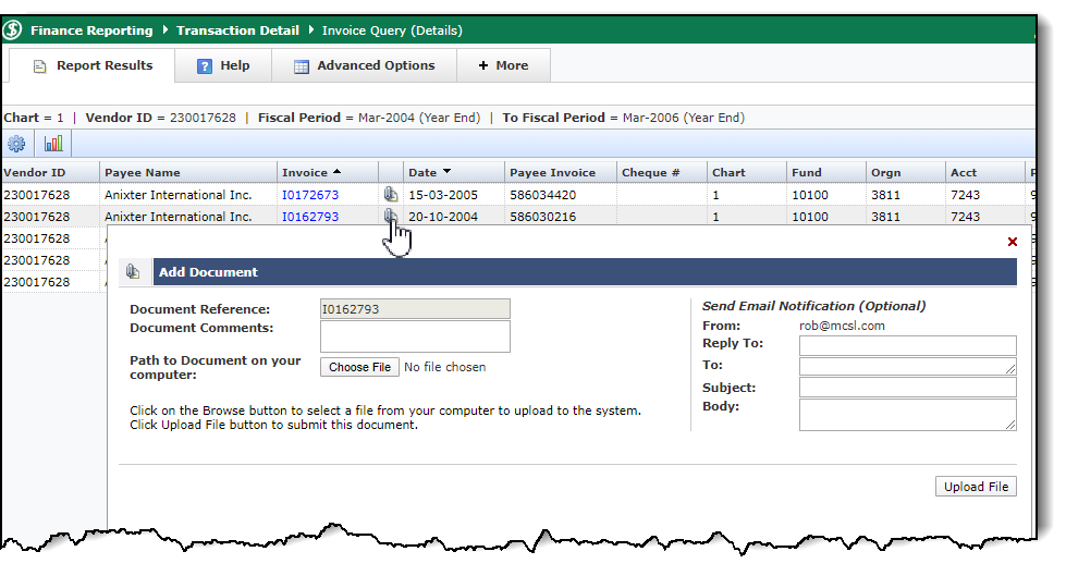 Transaction Detail Invoice Query